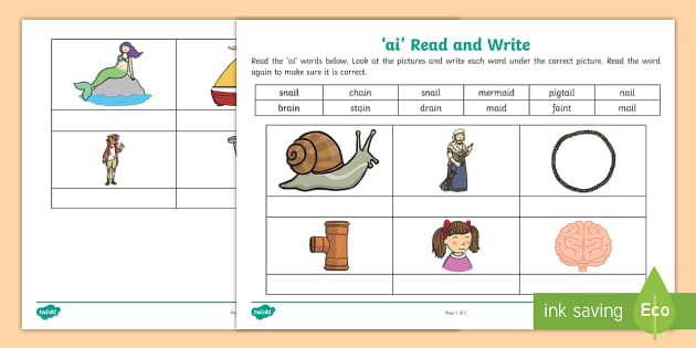 Ai Read And Write Worksheet Teacher Made Twinkl