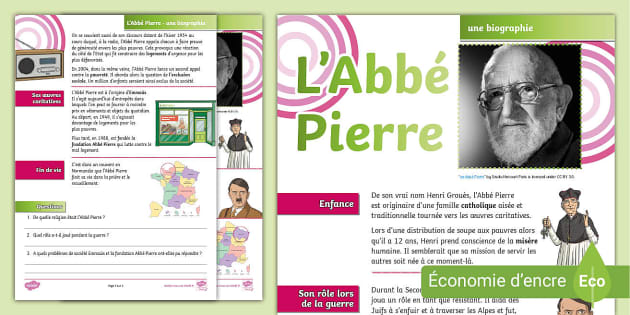 L'Abbé Pierre - une biographie (teacher made) - Twinkl