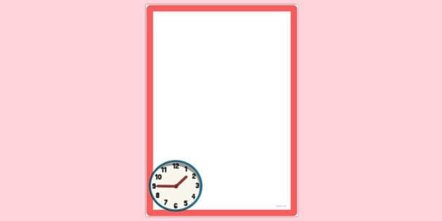 Clock One Forty Five Page Border | Page Borders | Twinkl