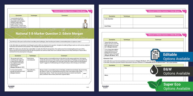 National 5 8-Mark Question 2: Edwin Morgan (teacher made)