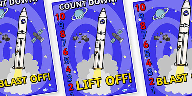 FREE! - Space Rocket Countdown Display Posters 10-1