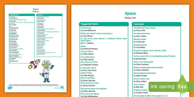 Space Book List (teacher made) - Twinkl