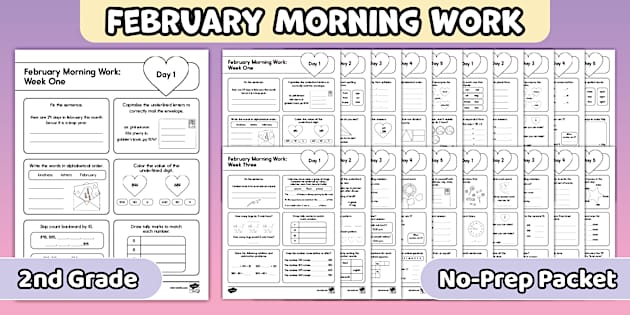 Second Grade February Morning Work Pack