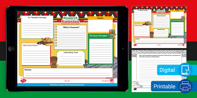 Research Kwanzaa Graphic Organizer and Writing Template