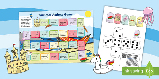 Summer Actions Board Game - Primary Resources - Twinkl