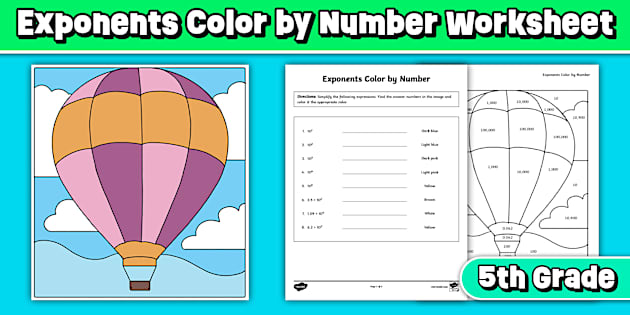 Fifth Grade Exponents Color by Number Worksheet
