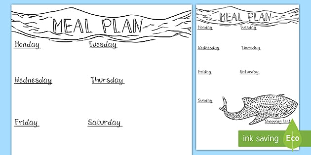 Ocean-Themed Meal Planner Bullet Journal Page