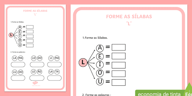 * NEW * Forme as Sílabas - 'L' (teacher made) - Twinkl