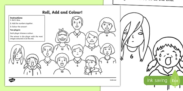 Emotions Roll and Color Worksheet / Worksheet, worksheet