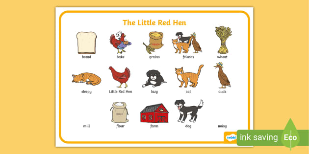 Little Red Hen Word Mat (teacher made) - Twinkl