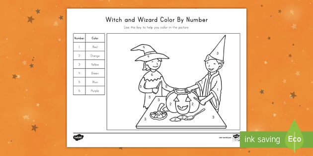 Halloween Colour by Number | Witch and Wizard (teacher made)