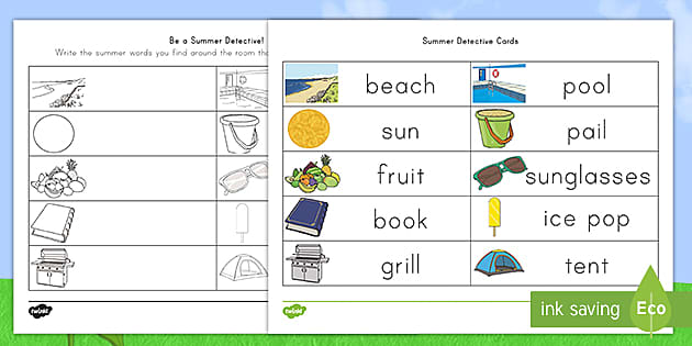 Summer Read and Write the Room Worksheet – Twinkl USA