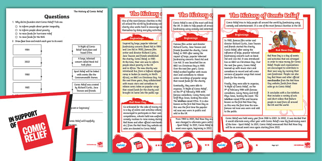 FREE! - The History of Comic Relief Differentiated Reading Comprehension