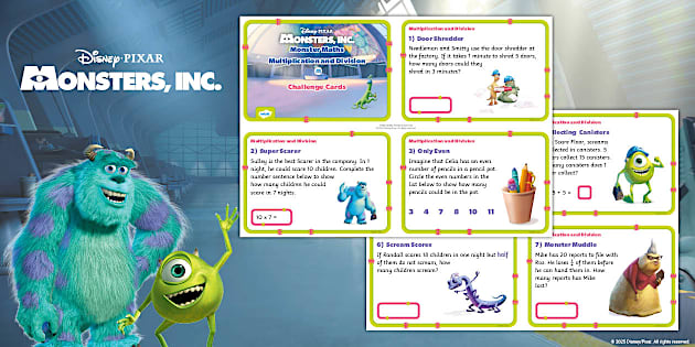 👉 Monsters, Inc. Multiplication and Division Cards 5-7