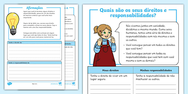 Quais são os seus direitos e responsabilidades? - Twinkl Quais são os seus direitos e responsabilidades? - Twinkl