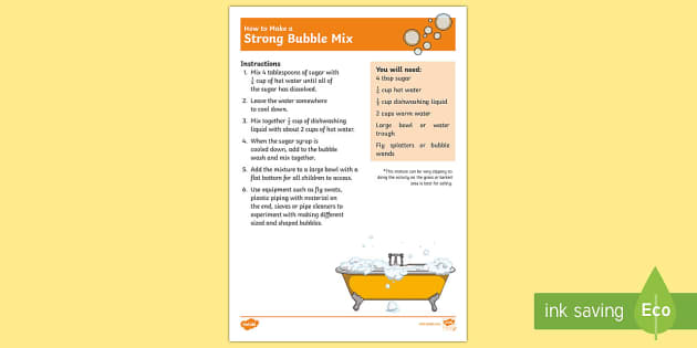 Strong Bubble Mix Recipe (Hecho por educadores) - Twinkl