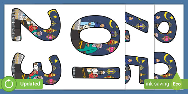 Islam Themed A4 Display Numbers (teacher made) - Twinkl