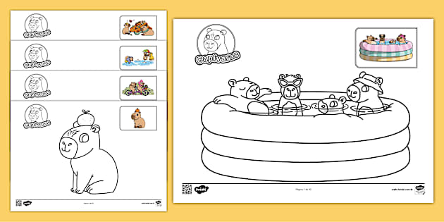 Folhas de colorir - Capivara - Twinkl