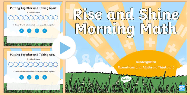 Kindergarten Rise and Shine Morning Math Addition Visual Representation