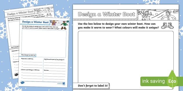 Design a Winter Boot Worksheet (teacher made) - Twinkl