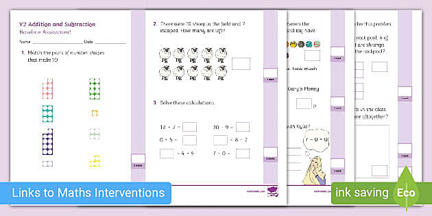 👉 * NEW * Year 2 Addition and Subtraction Baseline Assessment