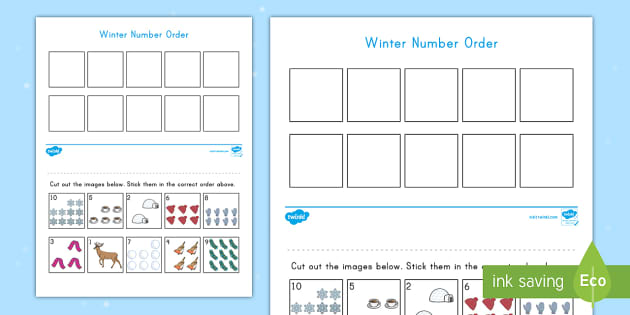 Winter Number Order Sorting Activity (teacher made) - Twinkl