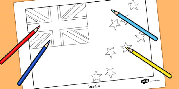 Tuvalu Flag Colouring Sheet