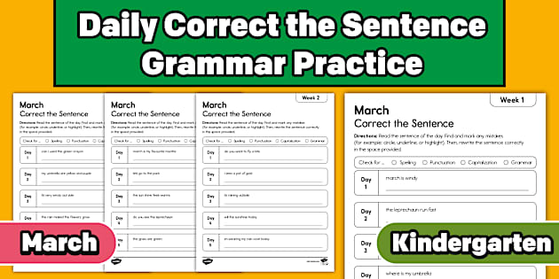 March Daily Correct the Sentence Grammar Practice