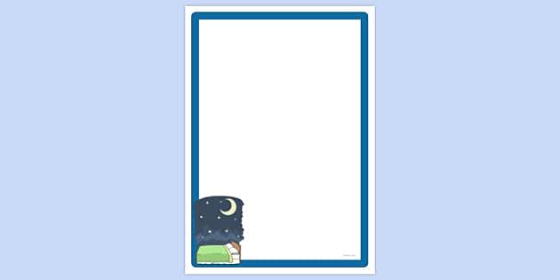 FREE! - Simple Blank Bed with Stars and Moon Above Page Border