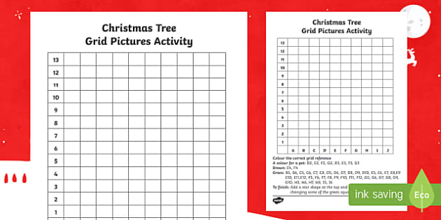 Christmas Tree Grid Picture Worksheet / Worksheet