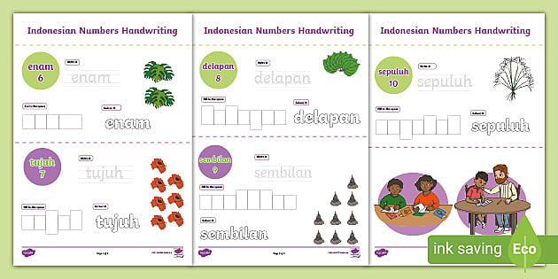 Indonesian Numbers 6-10 Handwriting Activity (teacher made)