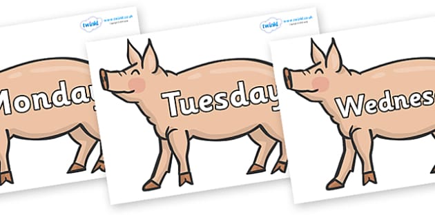 FREE! - Days of the Week on Pigs to Support Teaching on Pig in the Pond