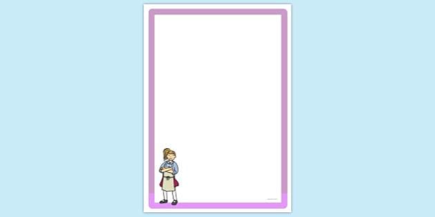 Simple Blank Girl in Apron Page Border (teacher made)