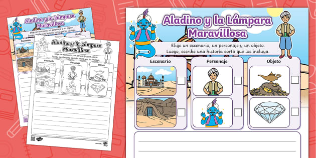 Guía De Trabajo Escritura Creativa Aladino Y La Lámpara Maravillosa