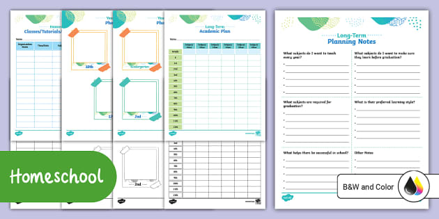 Long-Term Academic Planning for Homeschool (teacher made)
