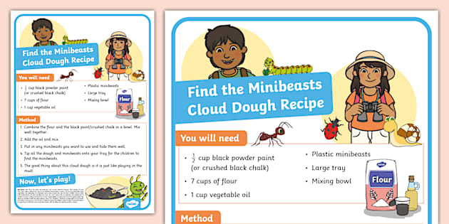 Find the Minibeasts Cloud Dough Recipe (teacher made)