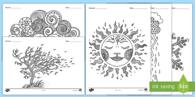 Fenomene meteorologice - Pagini de colorat mindfulness