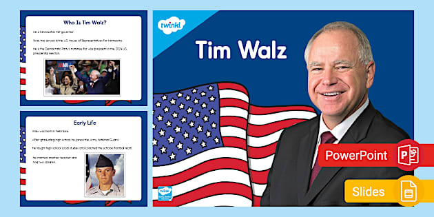 All About Tim Walz PowerPoint & Google Slides for K-2nd Grade