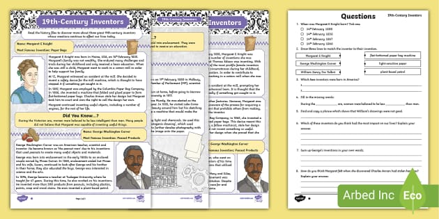 UKS2 9th-Century Inventors Differentiated Reading Comprehension Activity