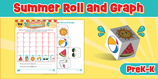 Summer Roll and Graph Worksheet for PreK-K