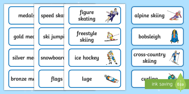 Winter Olympics Word Cards (teacher made)