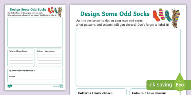 * NEW * Design Some Odd Socks Worksheet - Twinkl