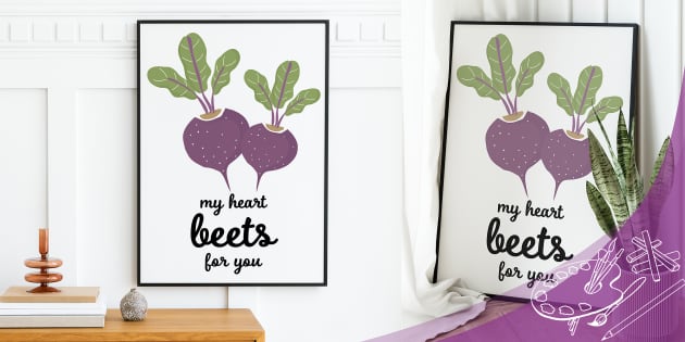 My Heart Beets for You Food Pun Valentine's Day Poster