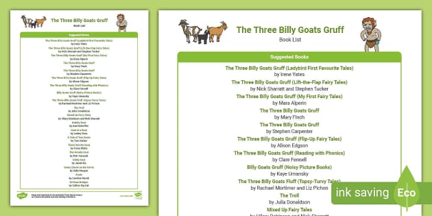 The Three Billy Goats Gruff Book List - Twinkl