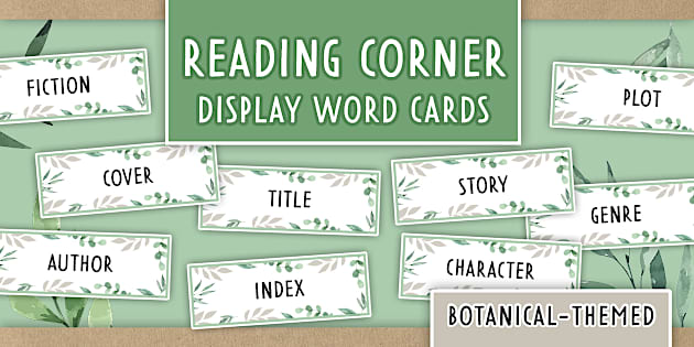 Reading Corner Botanical-Themed Display Word Cards