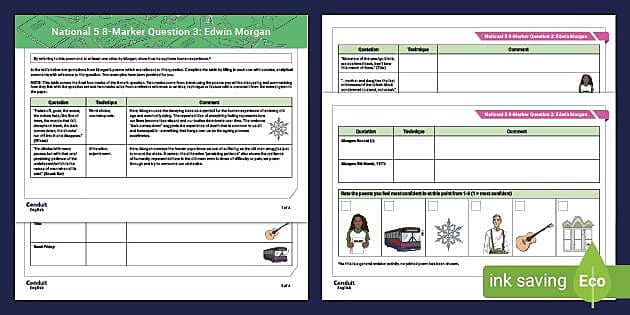 National 5 8-Mark Question 3: Edwin Morgan (teacher made)