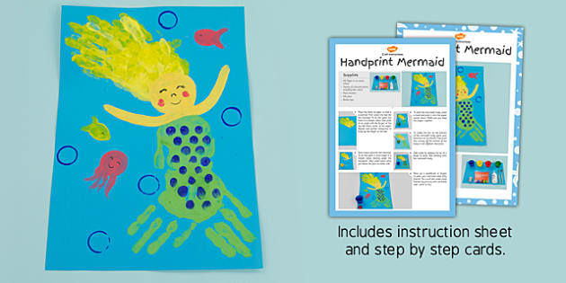 Handprint Mermaid Craft Instructions (Under the Sea) - sea