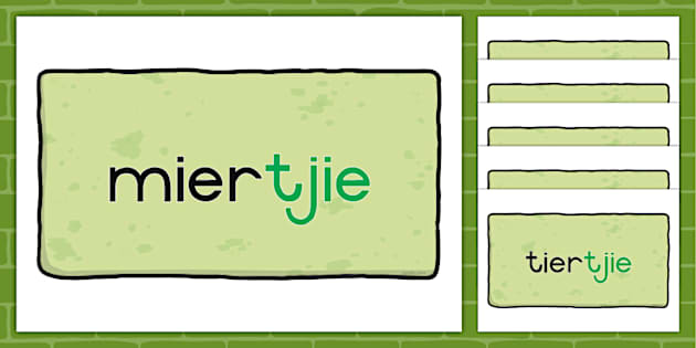 Graad 3 Klanke Verkleinwoorde -tjie Woordmuurkaarte - Twinkl