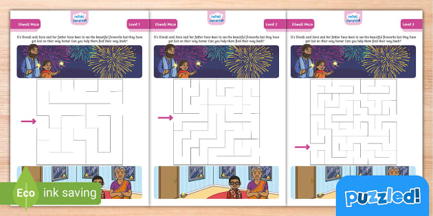 Fun Diwali Maze Puzzle Pack Al Twinkl Puzzled Twinkl