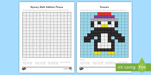 Mystery Math Addition Picture Activity Math Resource Twinkl